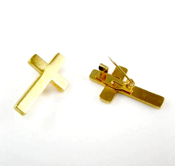 Gold cross lapel pin sweater brooch hat pin shirt pinning for men wome ...